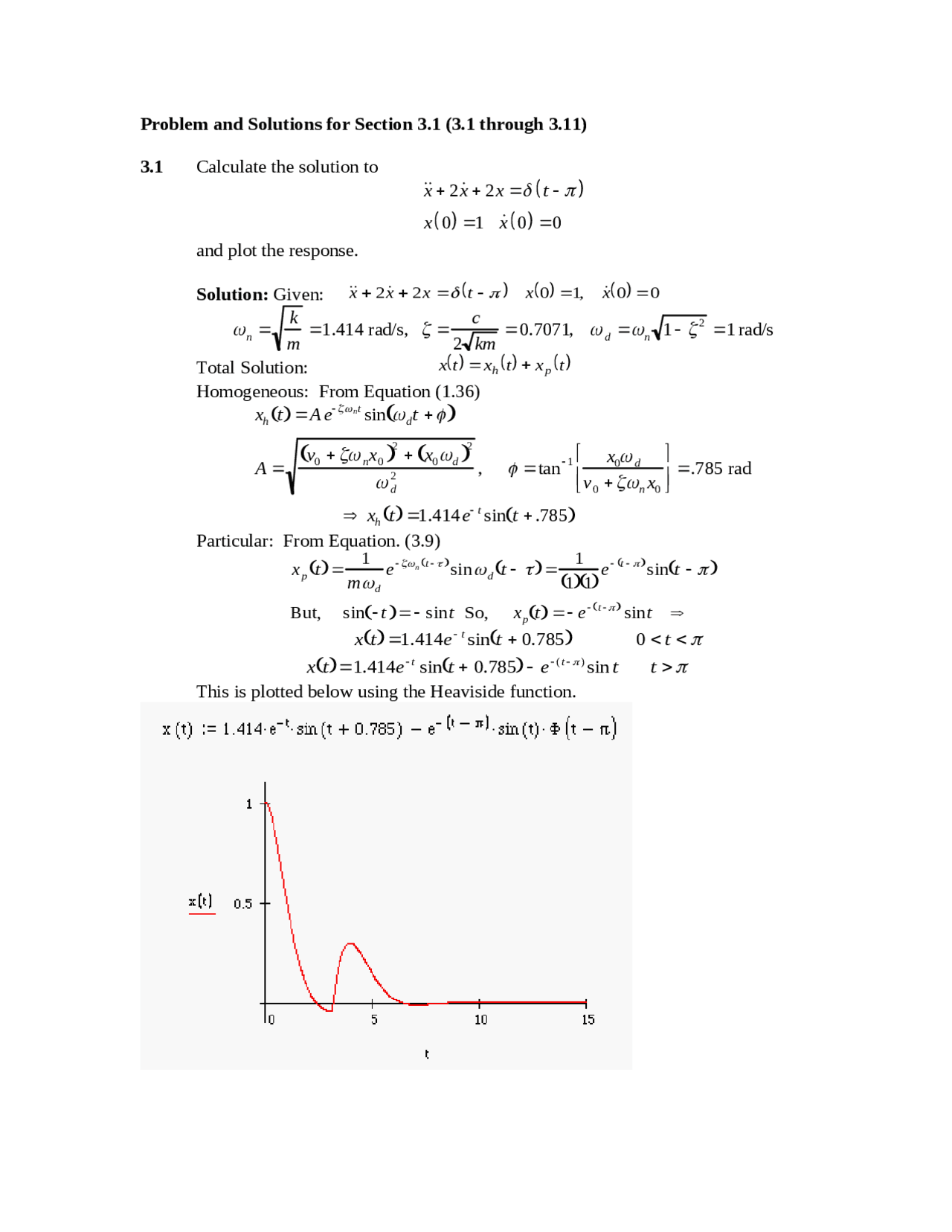 Homework 6 Solutions Dynamic And Vibrations Systems Me 3504 Docsity