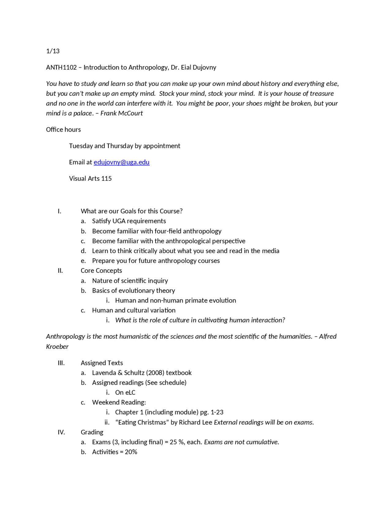 Introduction To Anthropology Class Notes Anth 1102 Docsity