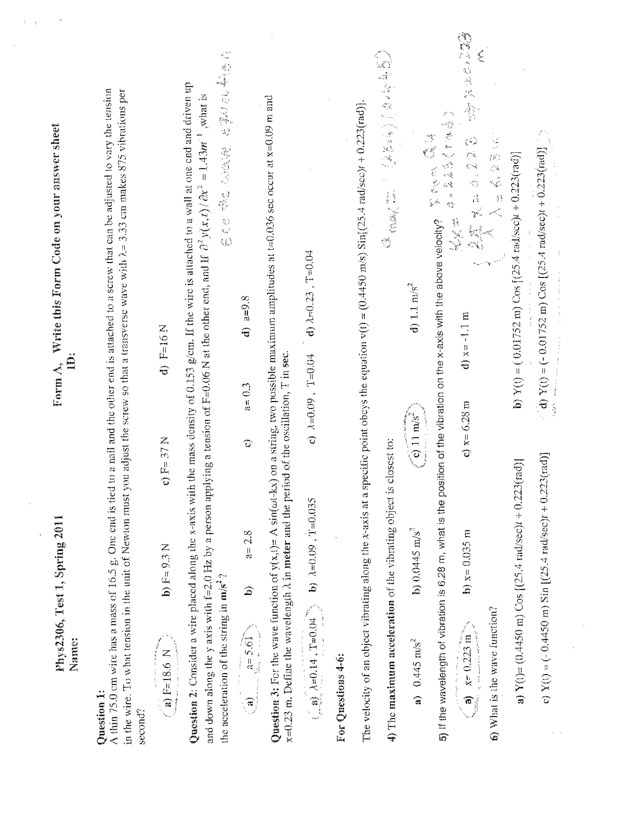 Test 1 Question With Answer Foundations Of Physics I Phys 2306