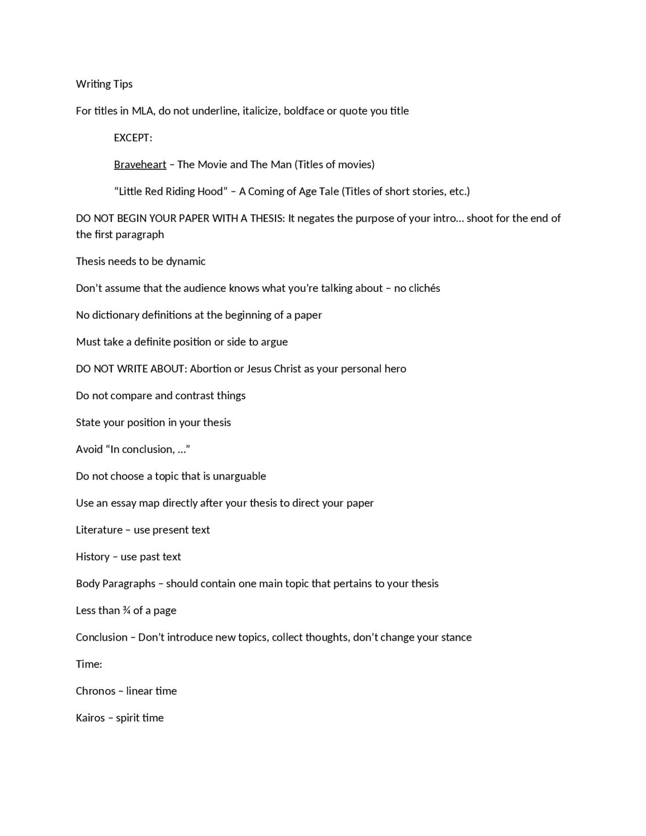 Notes for Writing Tips | First Year Writing | ENGL 1106 | Study notes ...