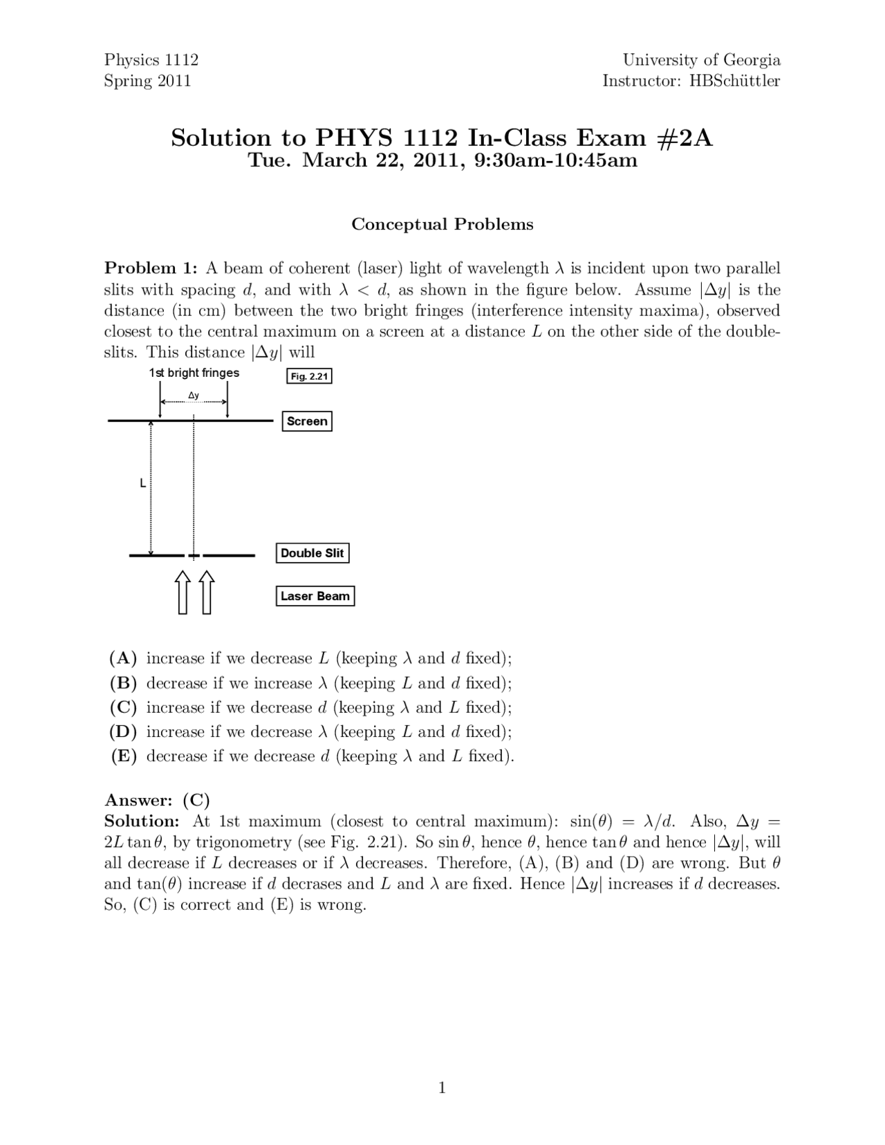 Solution to Exam 2A - Introductory Physics-Electricity and Magnetism ...