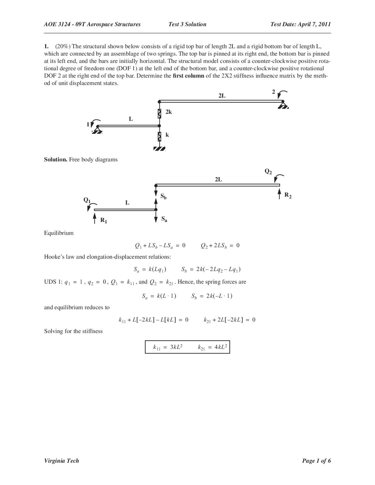 Test 3 Solution Aerospace Structures Aoe 3124 Docsity