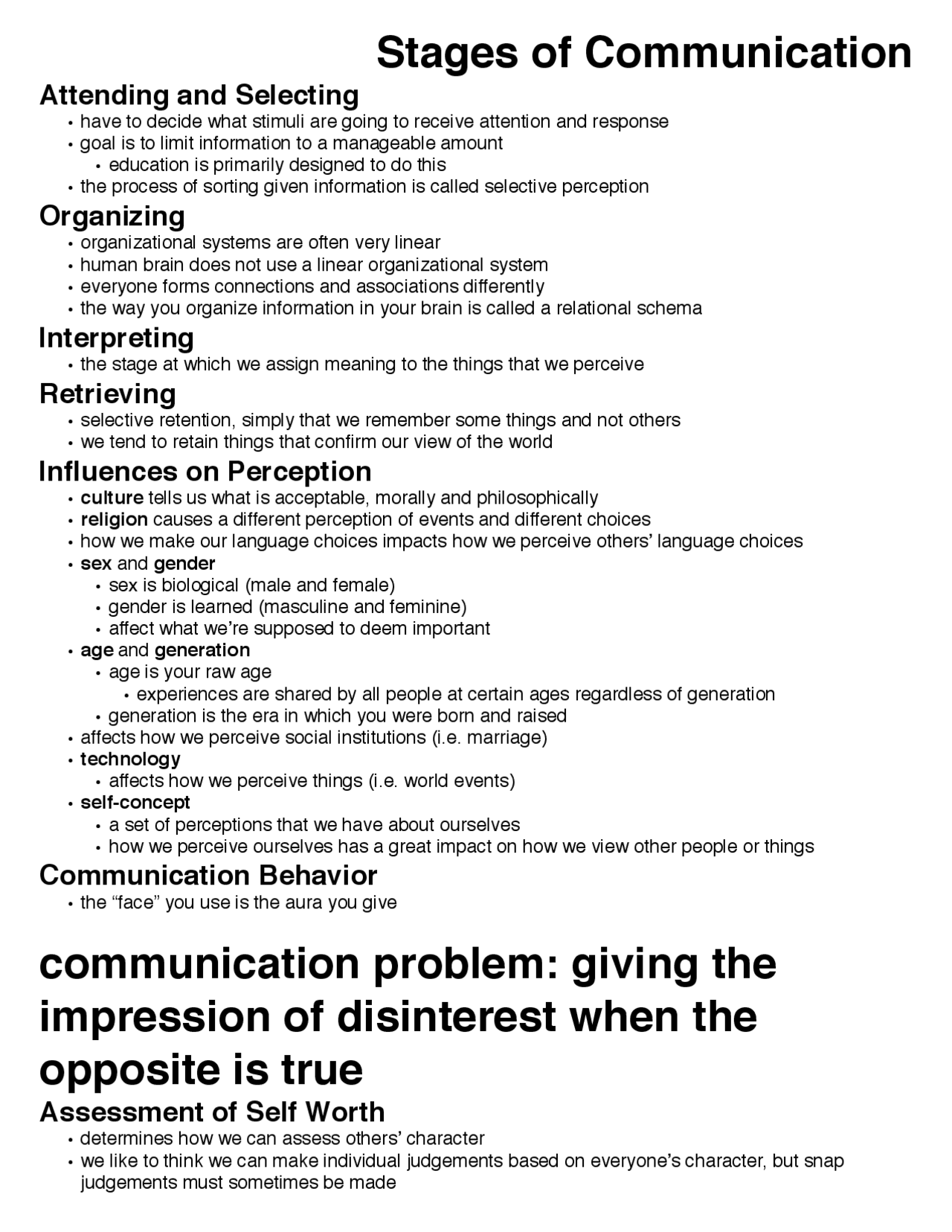 Lecture Notes On Stages Of Communication Spcm 1500 Docsity