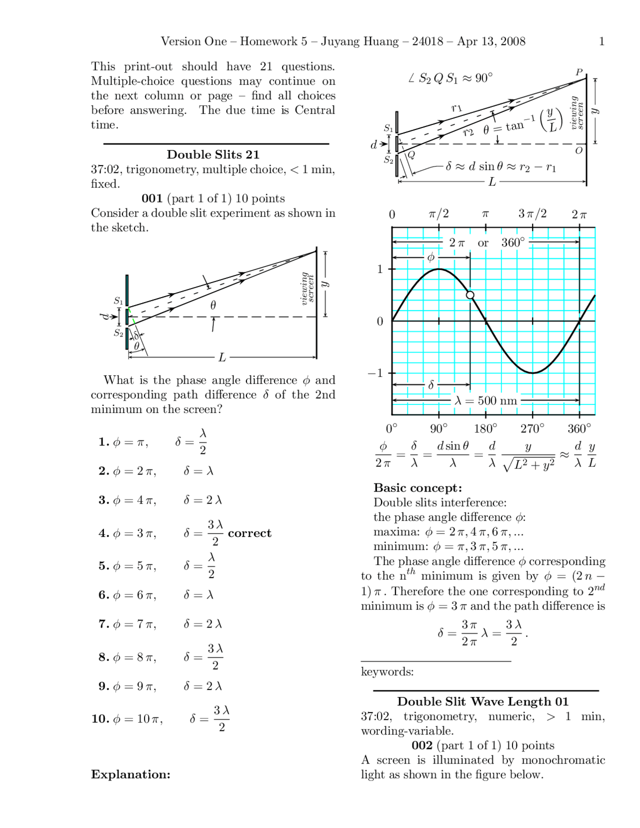 Homework 5 Resolved General Physics Ii 2008 Phys 2022 Docsity