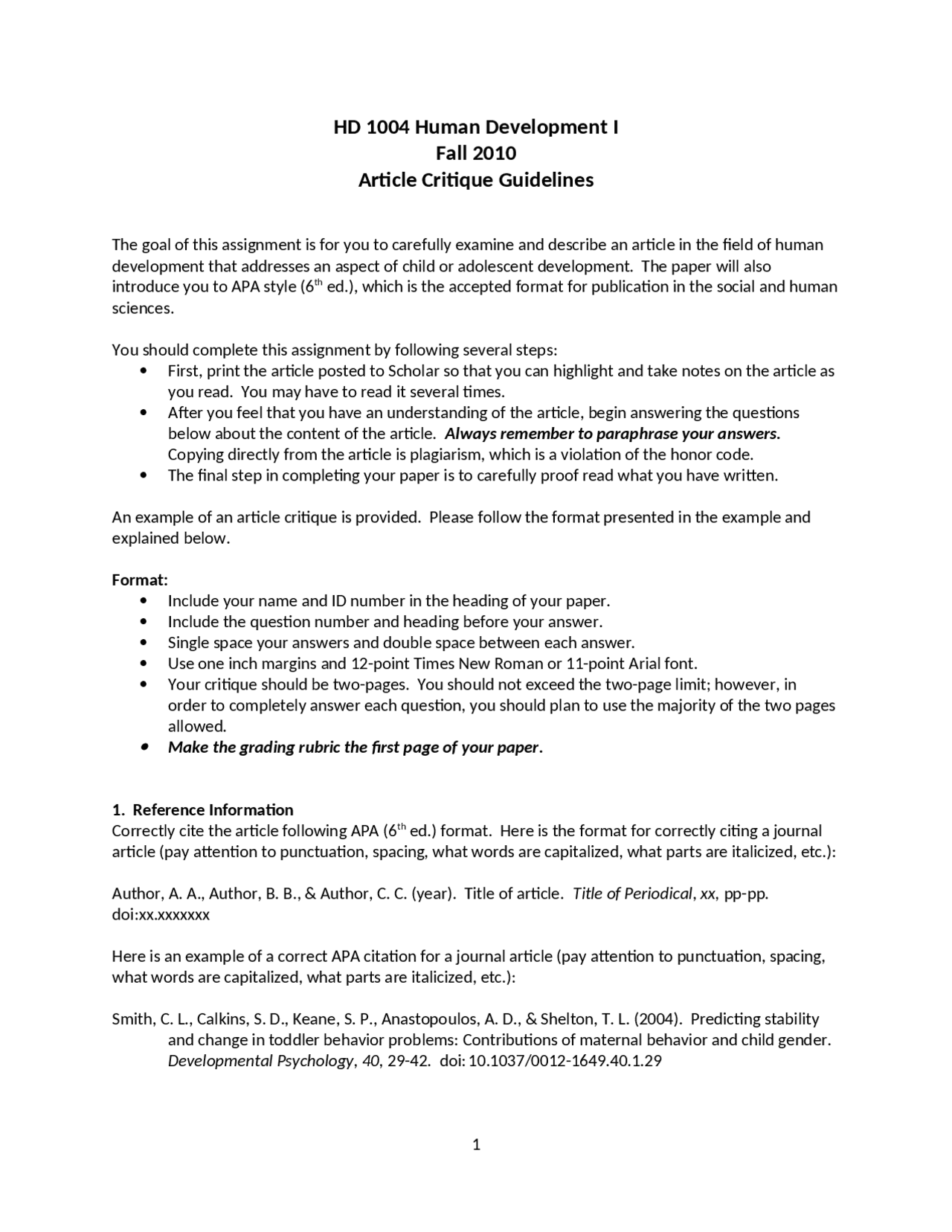  Article Critique Template JOURNAL ARTICLE CRITIQUE TEMPLATE APA 7th Edition Revised 3 2022 