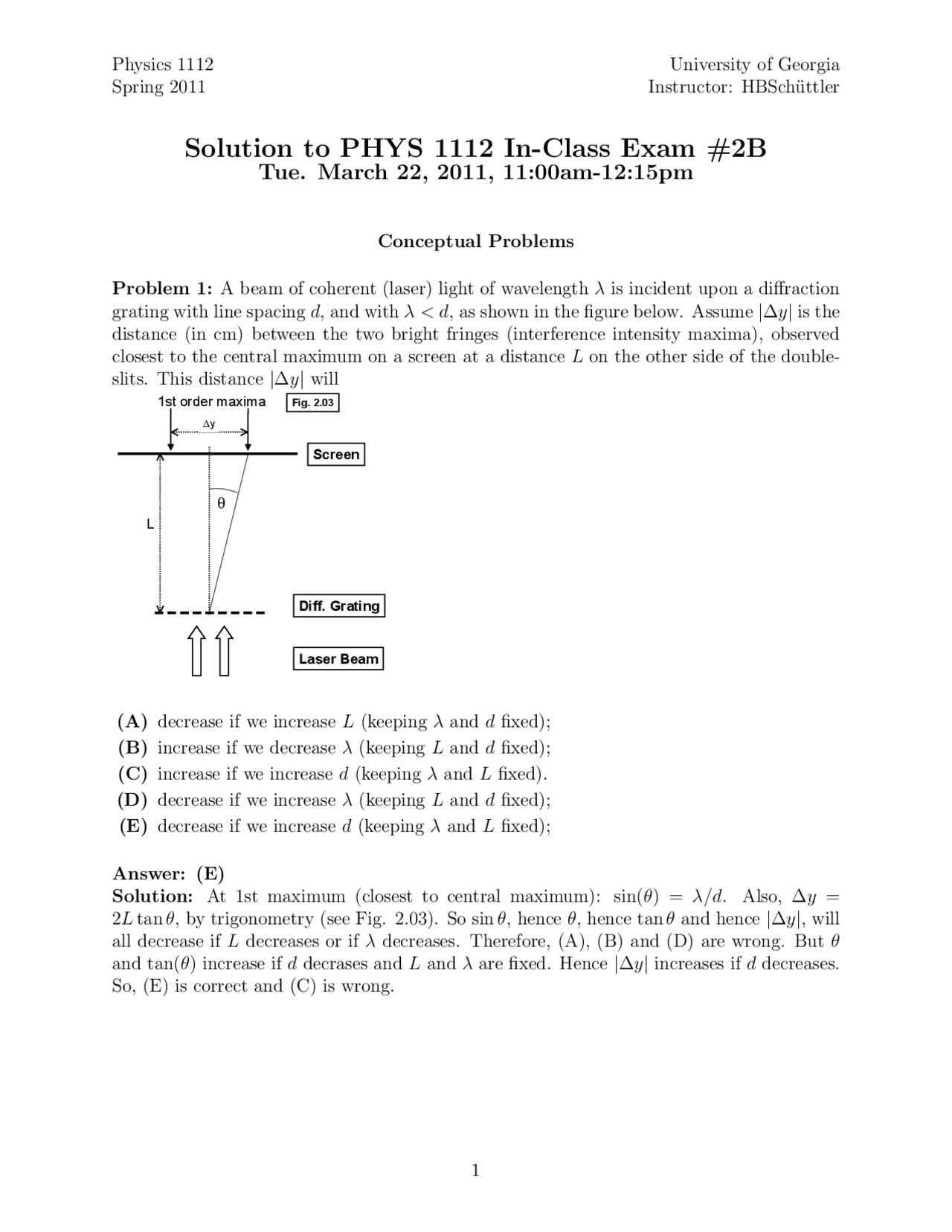 Solved Exam Introductory Physics Electricitymagnetism Opticsmodern