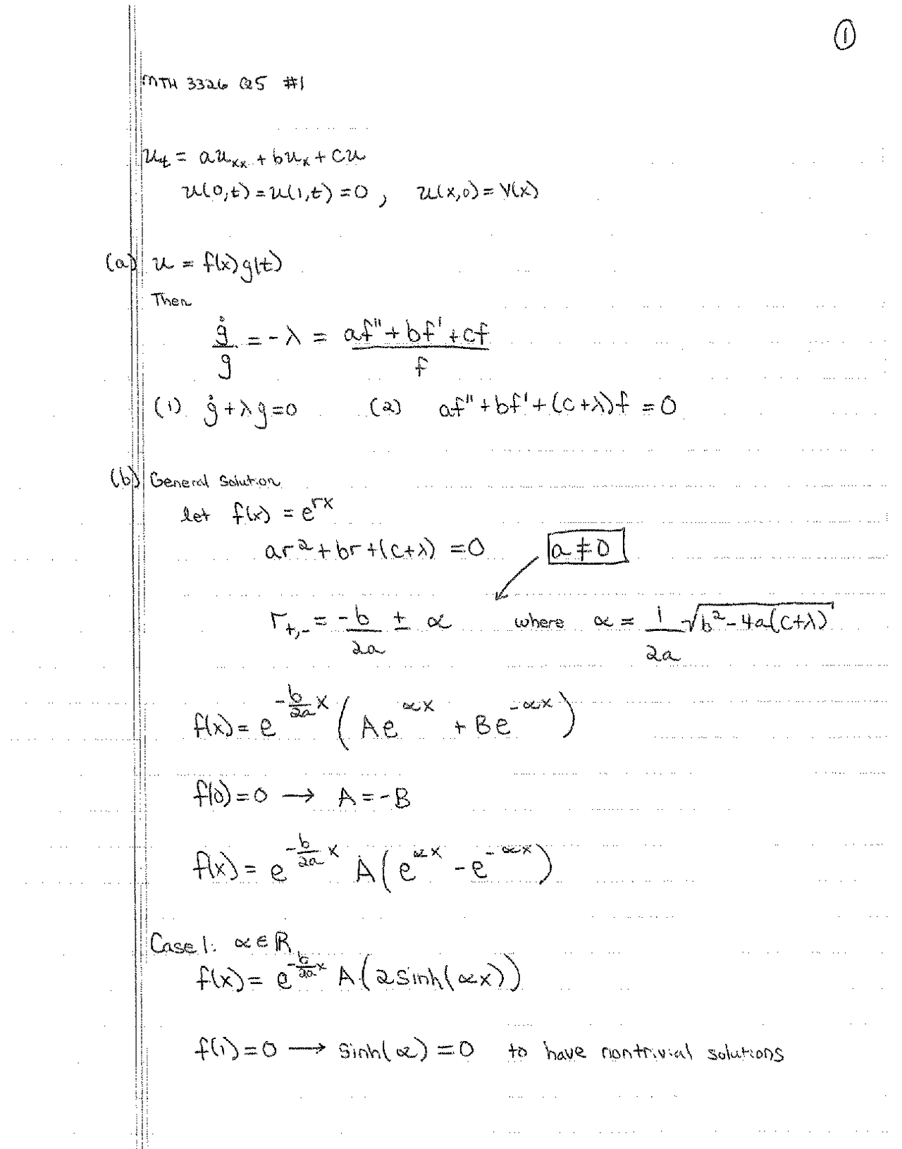 Solution For Quiz 5 Partial Differential Equations Mth 3326 Docsity