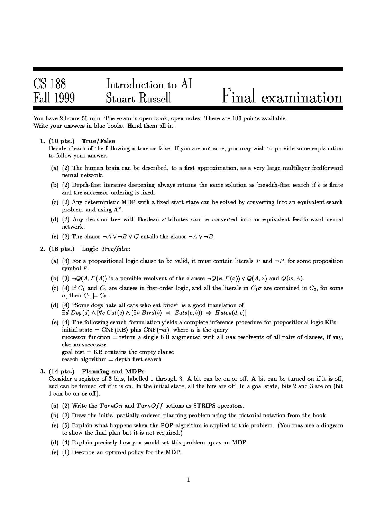 7 Solved Problems On Planning And The Mpds Final Exam Compsci 188