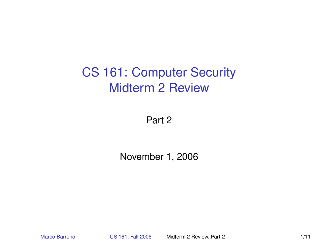 CS 161 Midterm 2 Review: Computer Security Concepts | Study notes ...