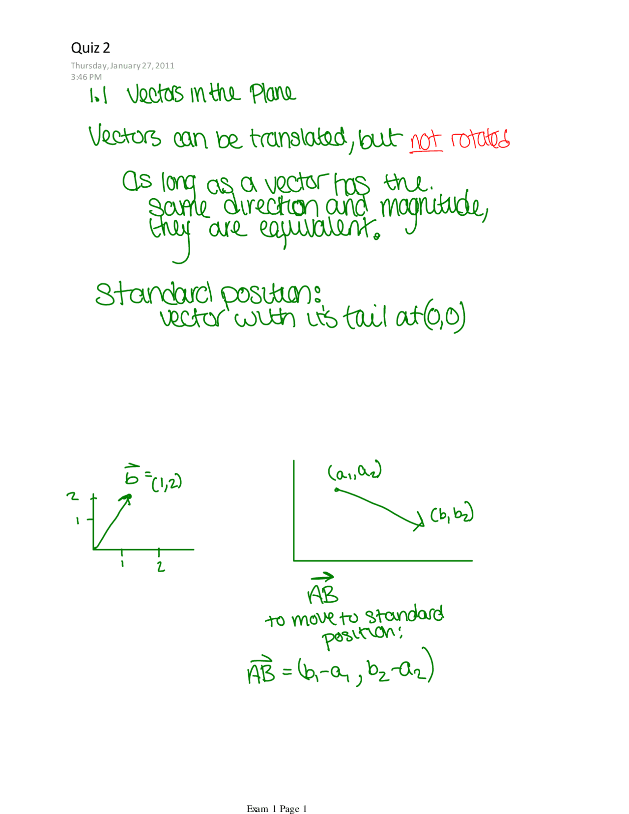 Vector in Plane - Geometry and Math of Design | MATH 1536 - Docsity