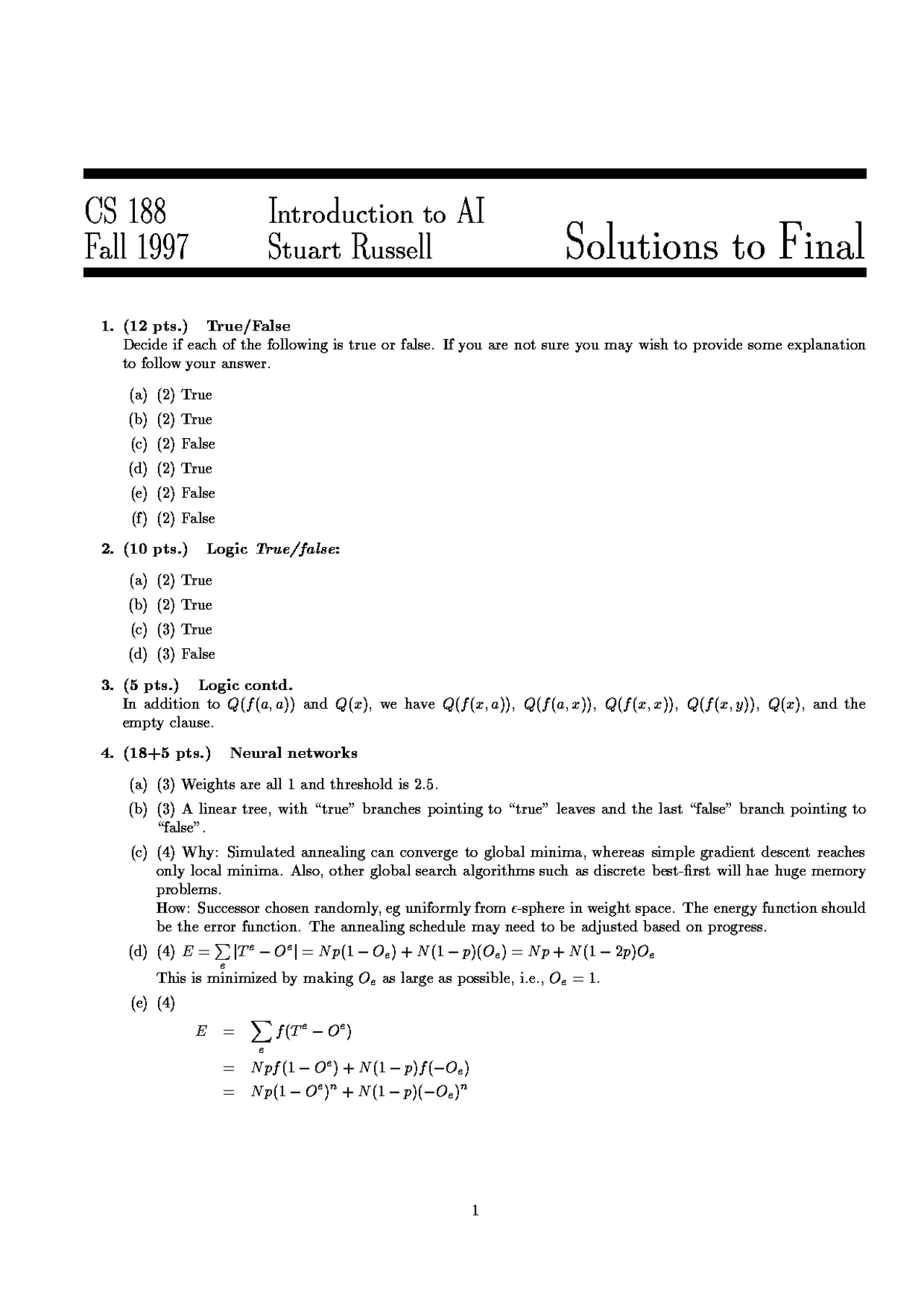7 Problems on Probabilistic Inference - Final Examination | COMPSCI 188 - Docsity