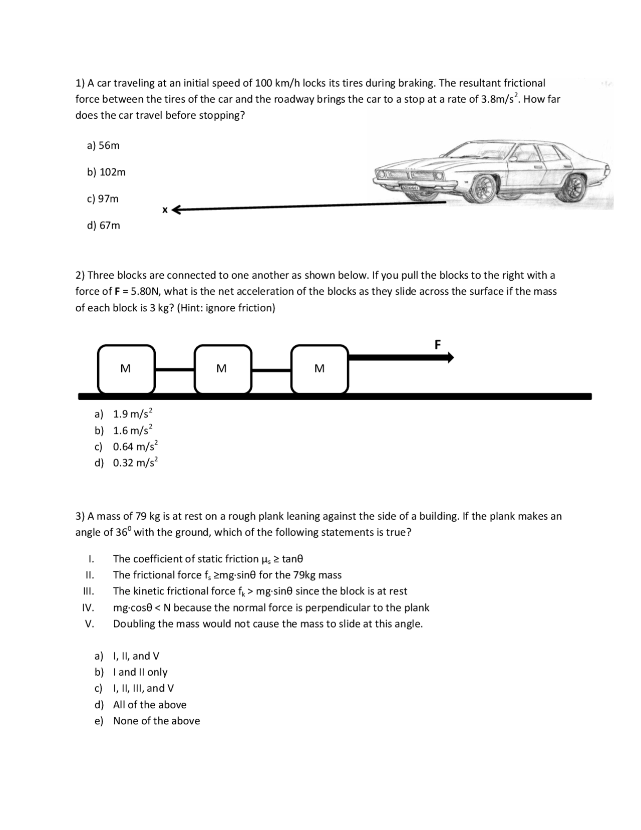 General Physics Quiz With Solutions Phys 2205 Docsity