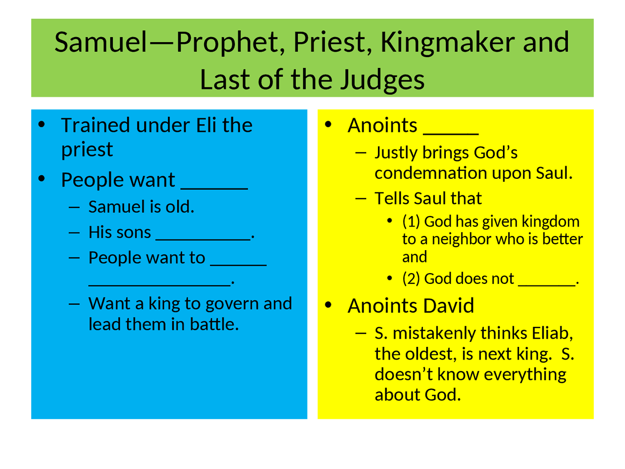 Slides on Samuel, Saul, David, Solomon -The Christian Scriptures | REL ...