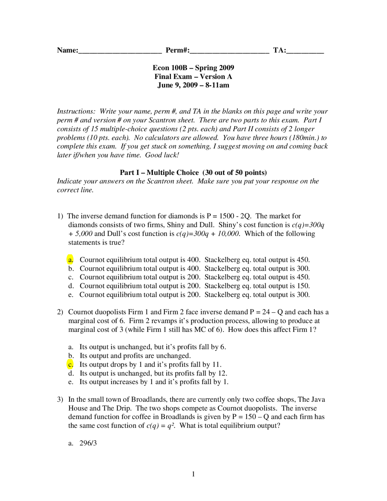 17 Questions With Solutions On Microeconomics Theory Final Exam