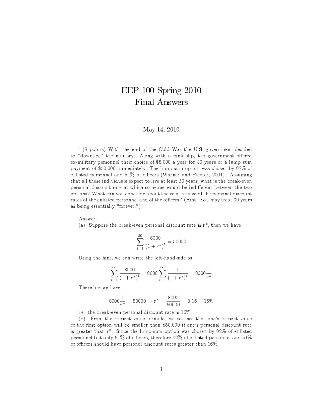 Final Exam Questions With Answers Microeconomic Theory Envecon 100