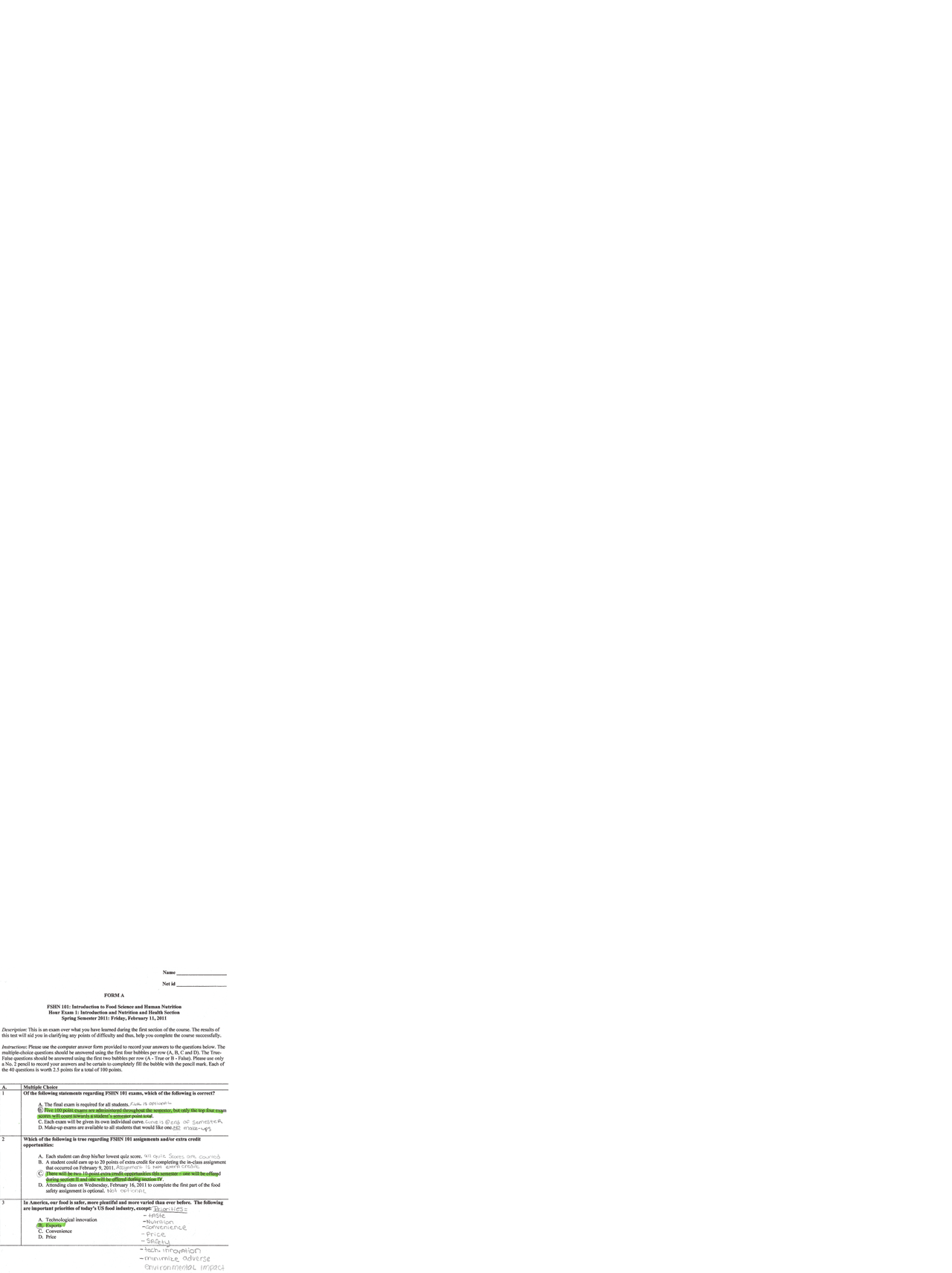 Solved Questions For Exam 1 Introduction Food Science And Nutrition