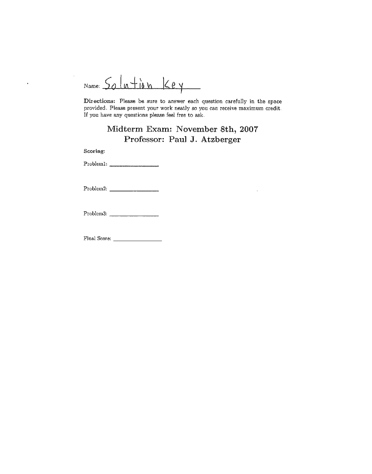 3 Solved Problems On Heat Equations Midterm Exam Math 206d Docsity