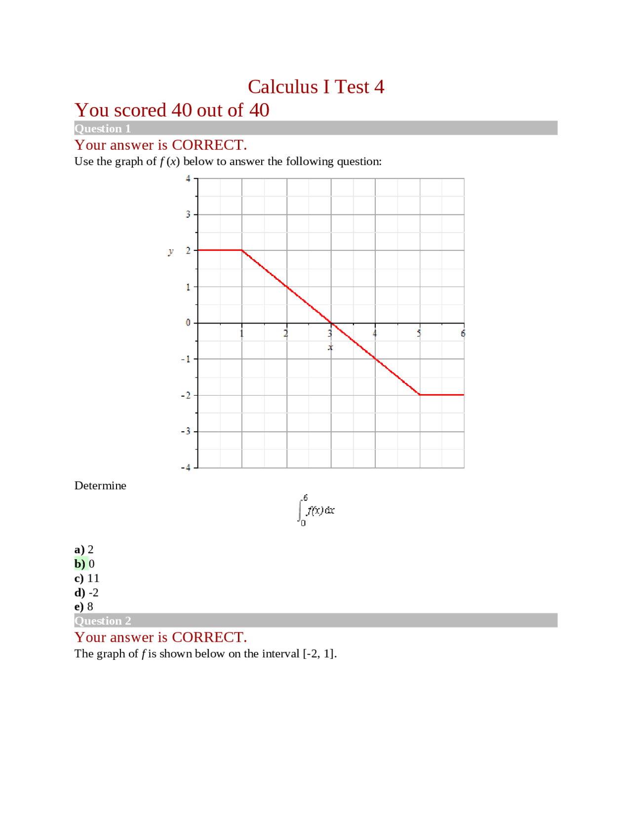 Test 4 Solution Key Calculus I Math 1431 Docsity