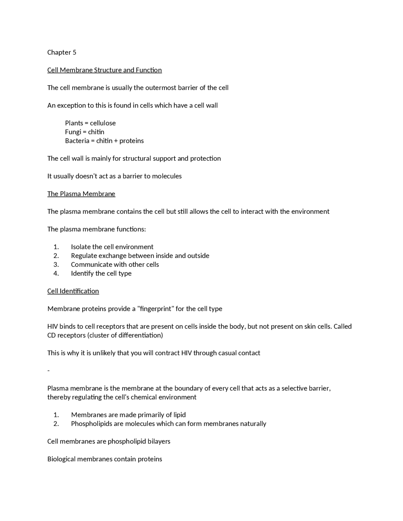 Cell Membrane Structure And Functions Lecture Notes Biol 1001 Docsity