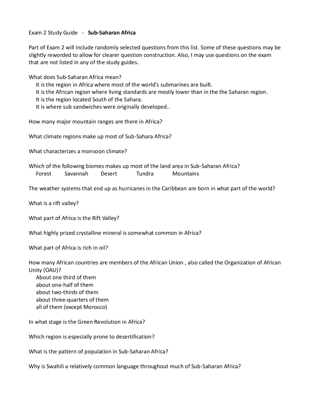 Sub-Saharan Africa - World Regional Geography | GEOG 100 | Study notes ...