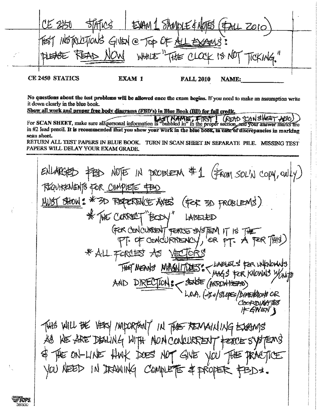 Statics Notes And Question Sheet For Exams 2010 Ce 2450 Docsity