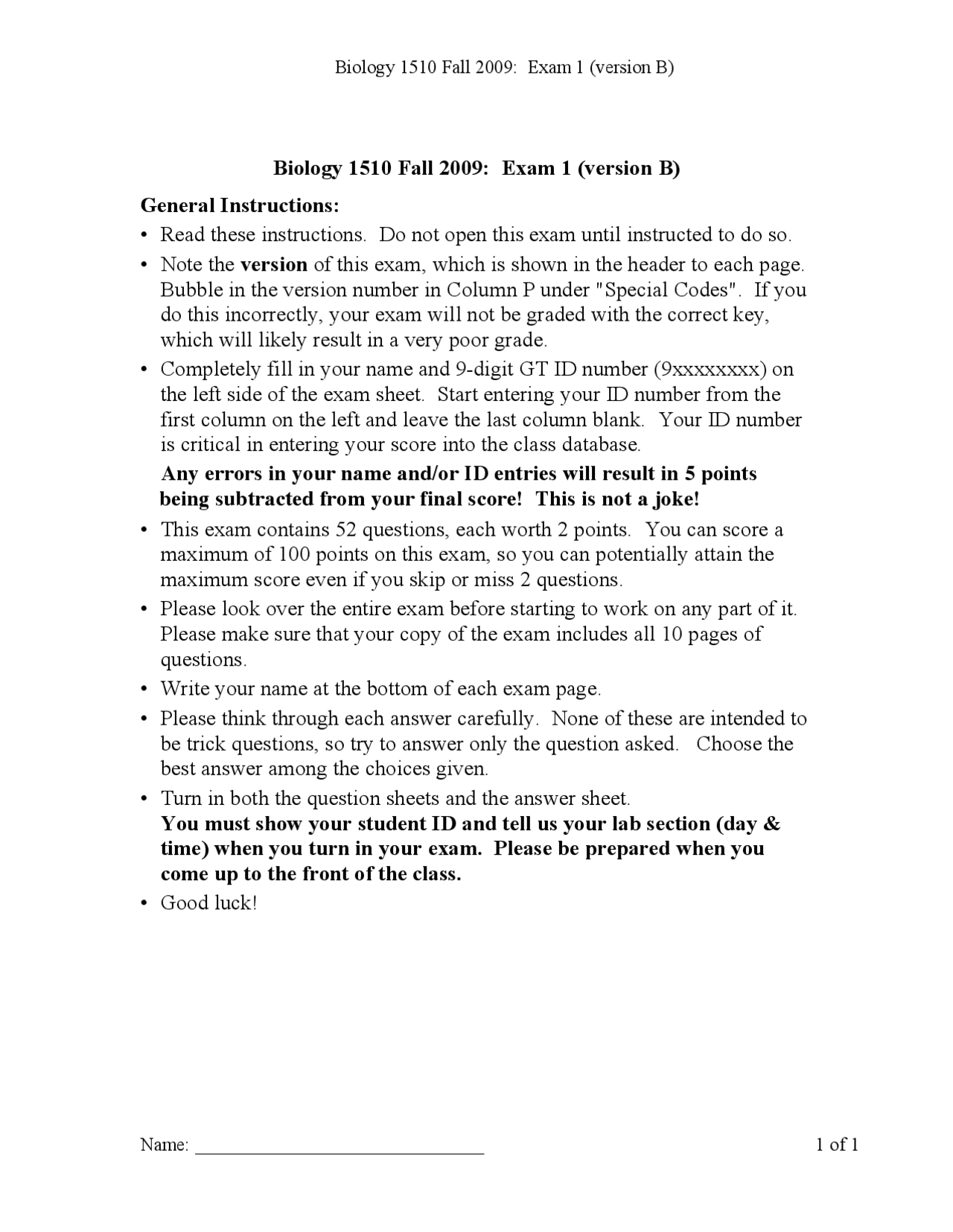 50 Multiple Choice Questions On Biological Principles Biol 1510 Docsity
