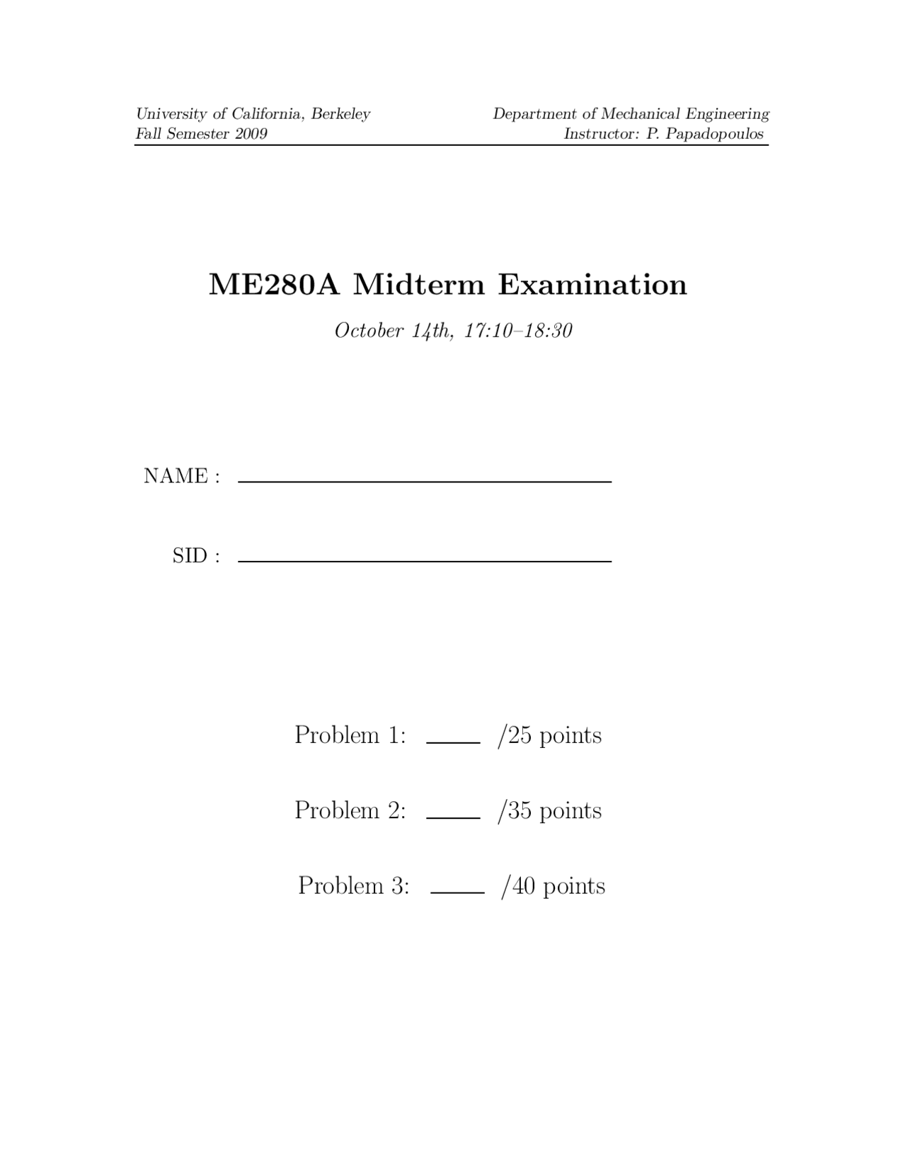 Midterm Examination - Introduction to the Finite Element Method | MEC ...