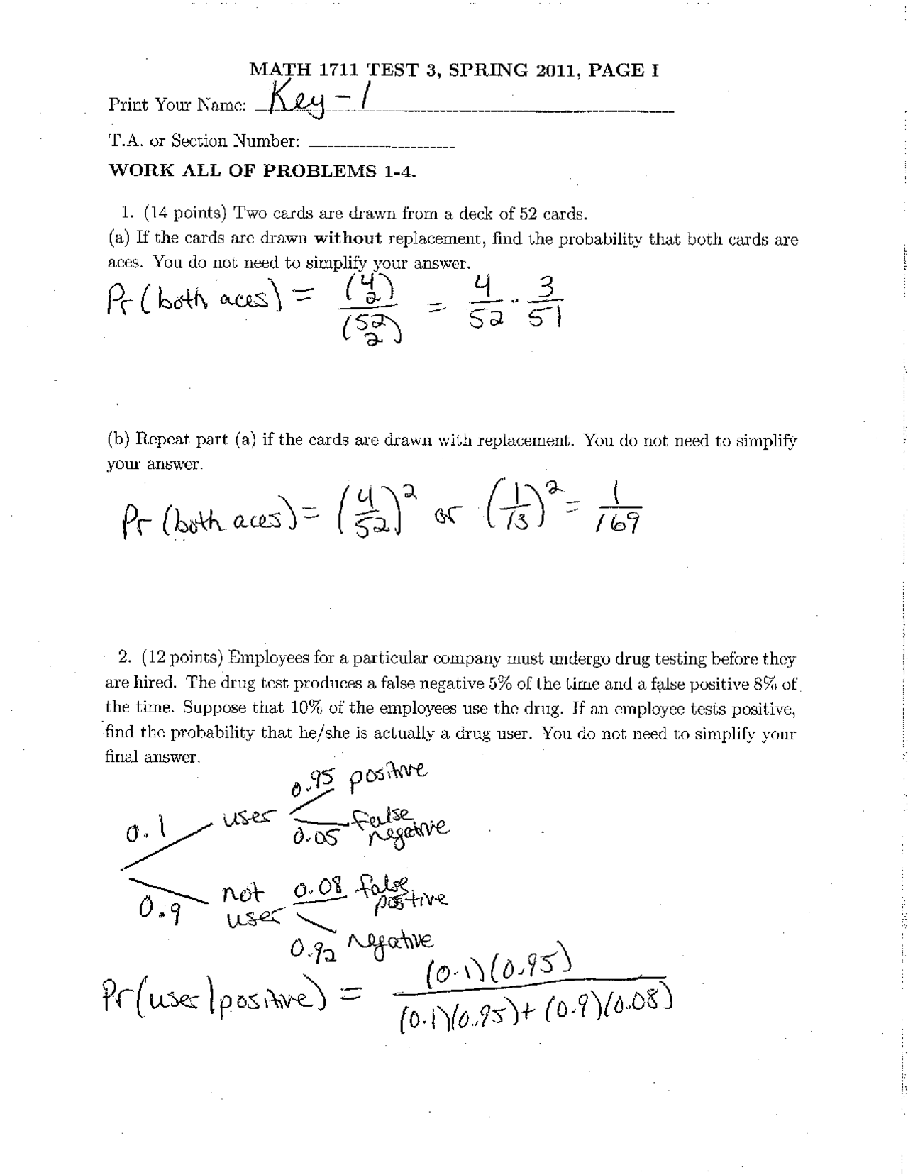 Resolution Of Practice Test 3 Finite Mathematics Math 1711 Docsity