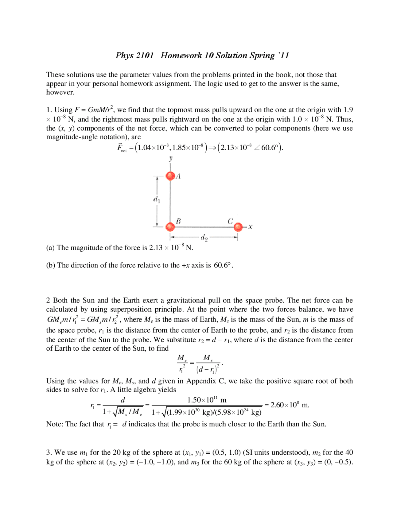 General Physics for Technical Students - Solutions for Homework 10 ...