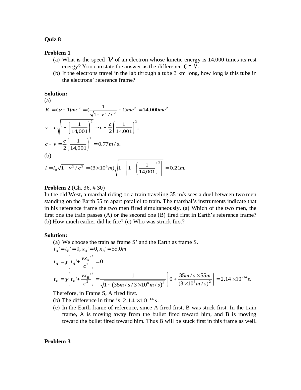 Solutions To Quiz 8 Electromagnetic Waves Optics Special