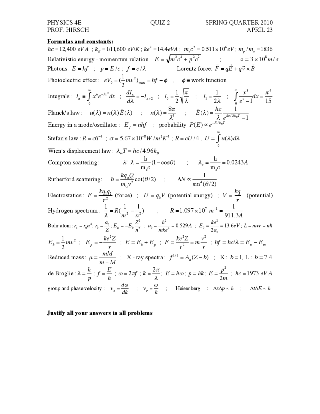 3 Solved Questions On Electrostatics Quiz 2 Phys 4e Docsity