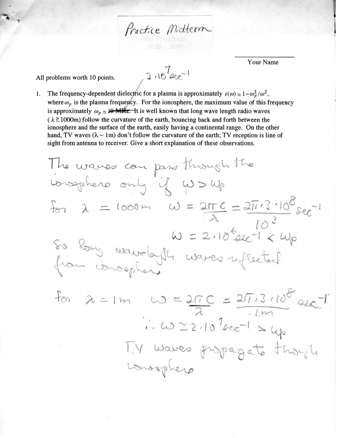 Solution to Practice Midterm - Advanced Classical Electrodynamics | PHYS 203B | Exams Physics ...