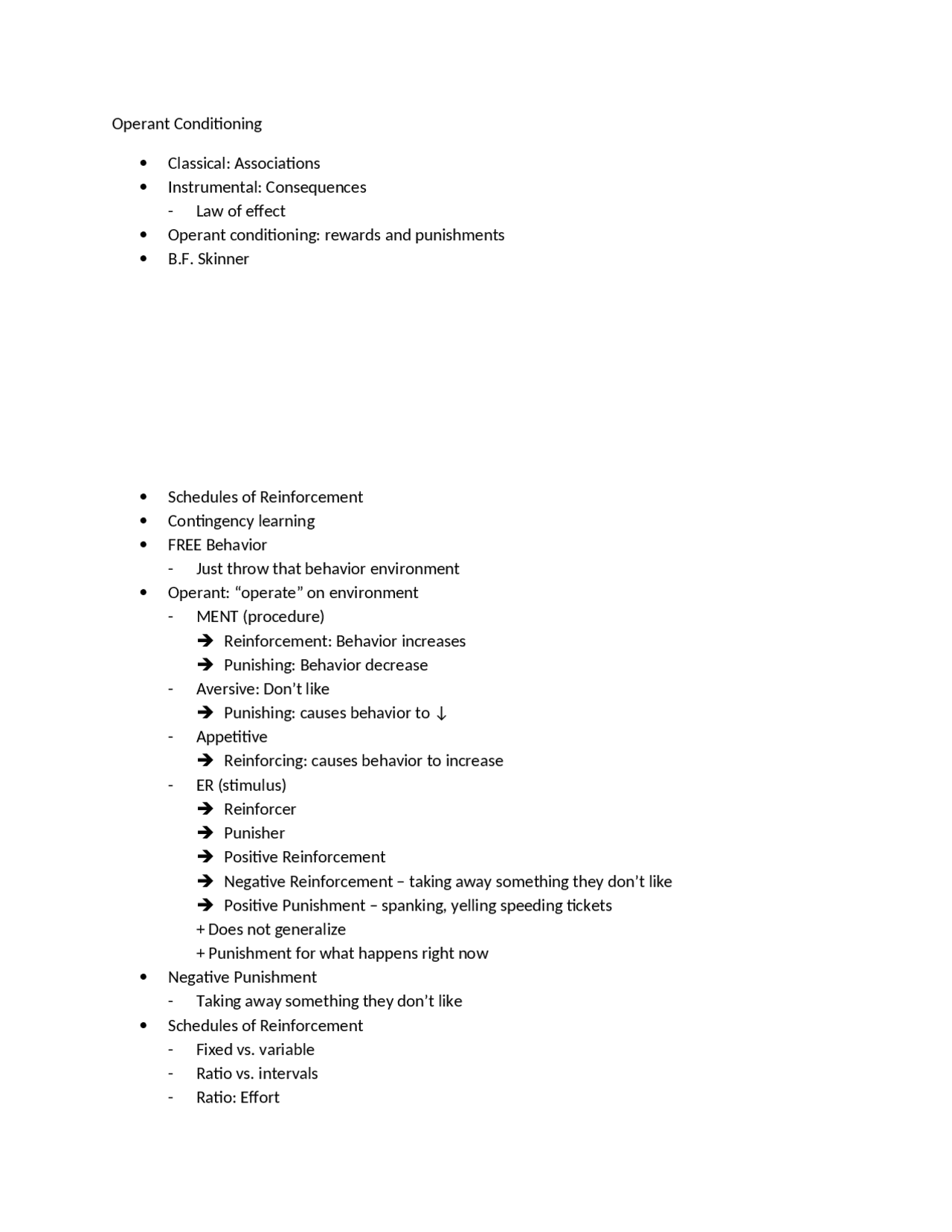Operant Conditioning Lecture Notes Py 101 Docsity