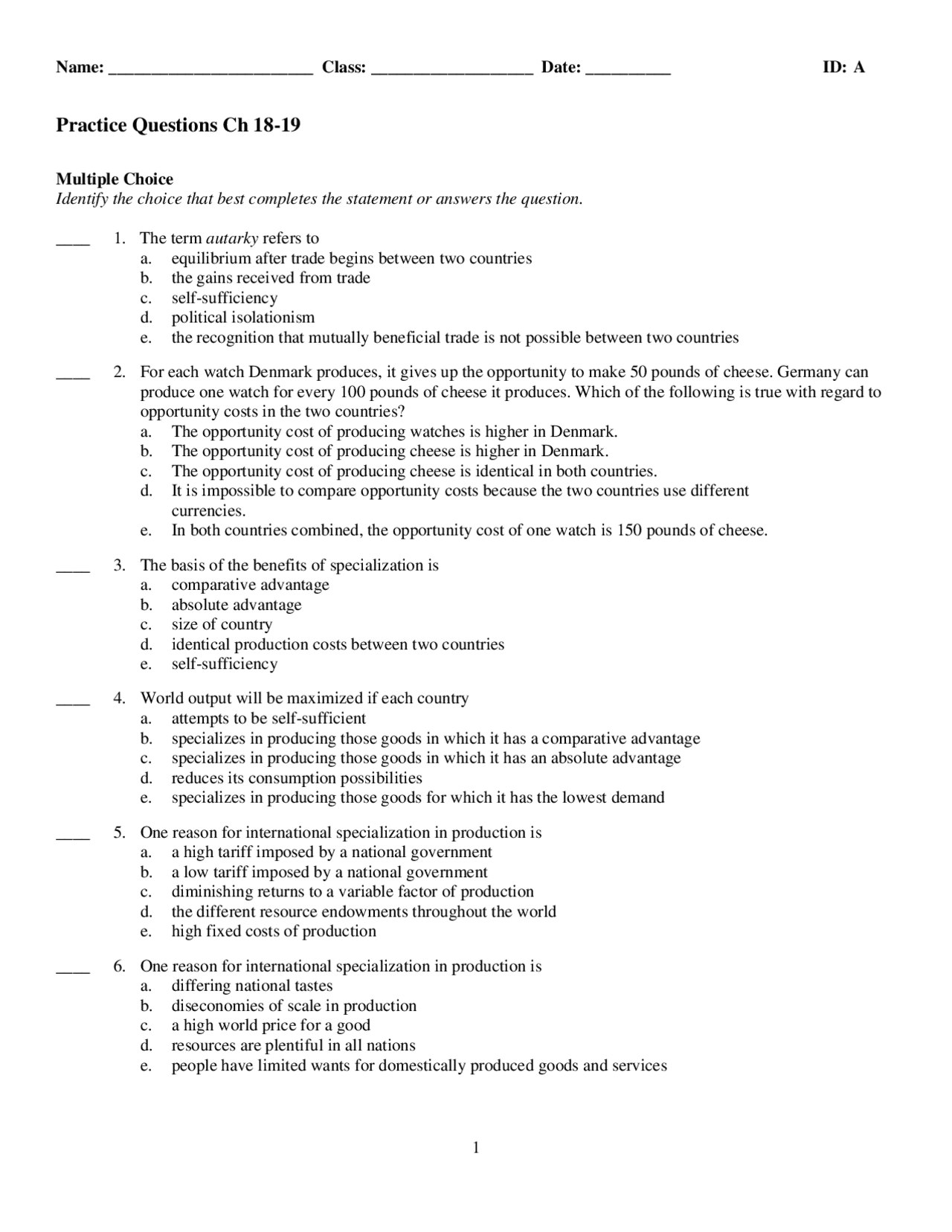 31 Multiple Choice With Answers Principles Of Economics Econ 2006