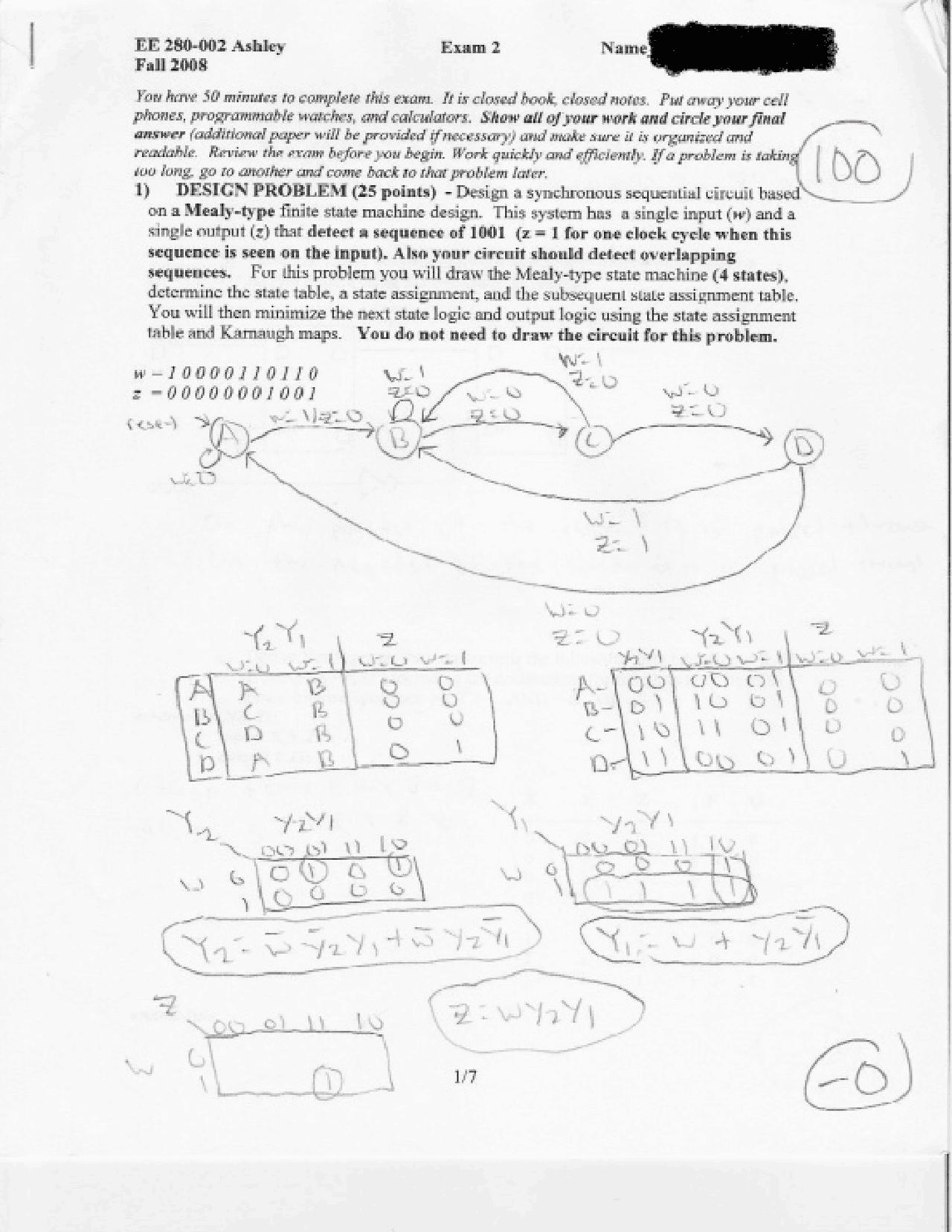 Exam 2 Solution Design Of Logic Circuits Ee 280 Docsity