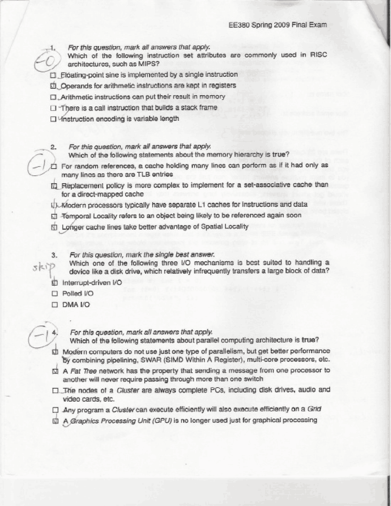Solved Final Exam For Microcomputer Organization Ee 380 Exams