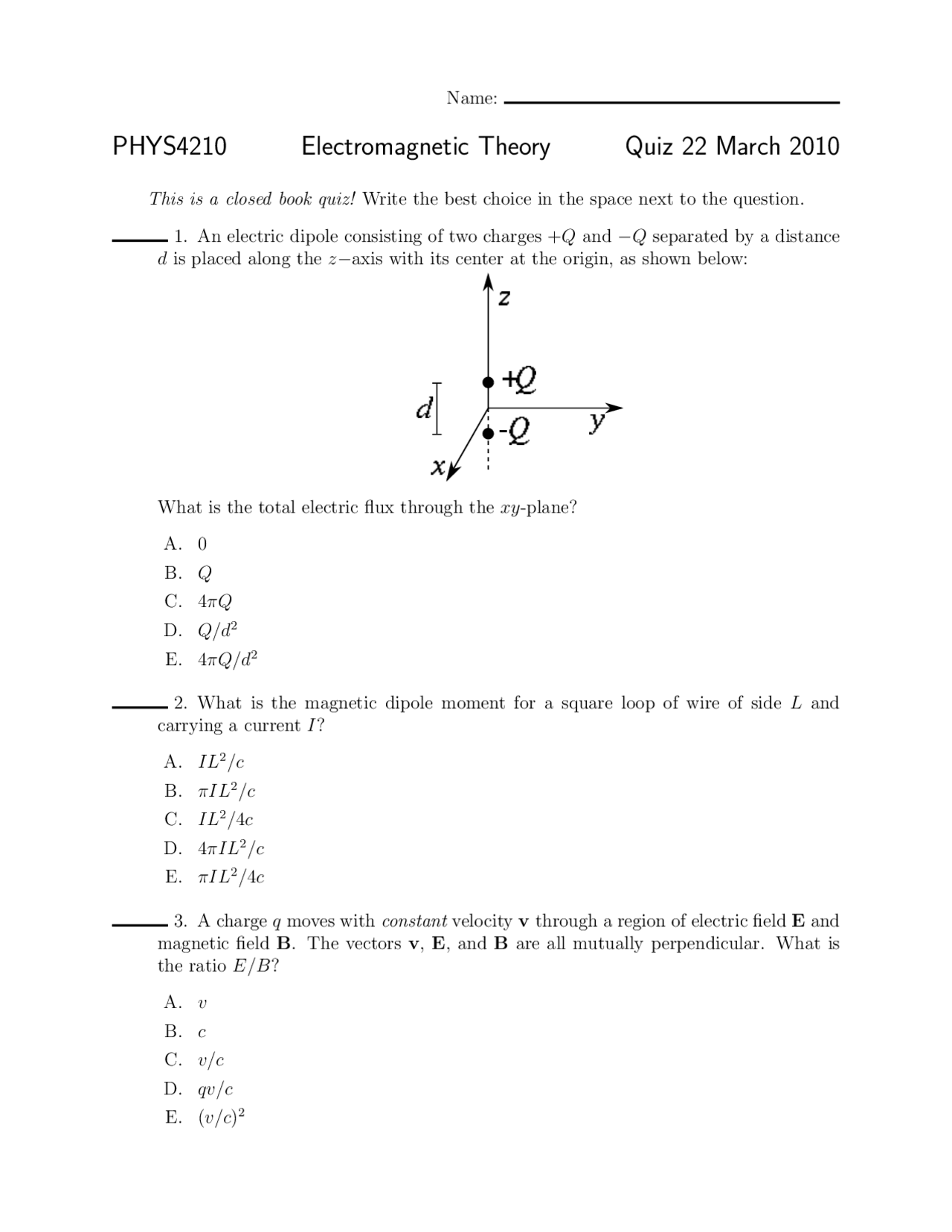 3 Multiple Choice Question Of Electromagnetic Theory Quiz 22 Phys