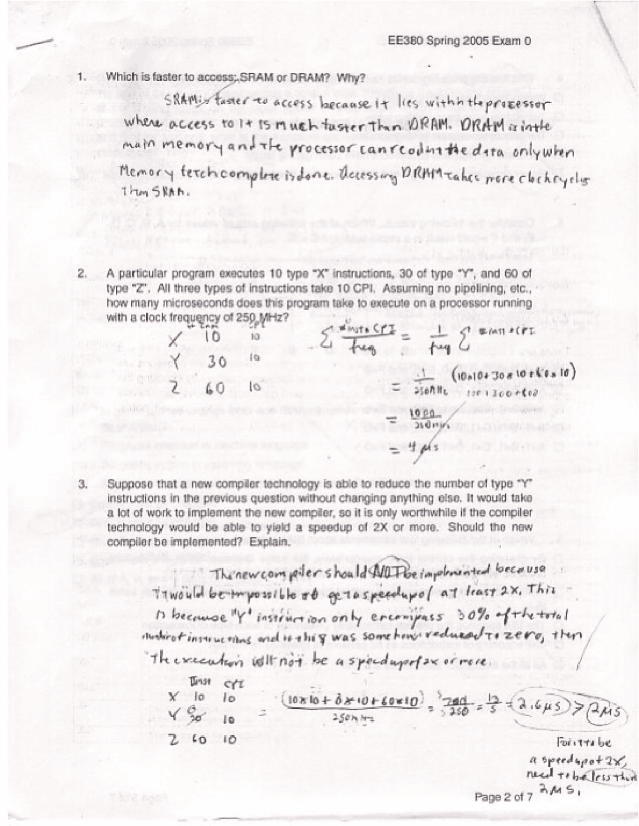 Solved Exam 1 Questions Microcomputer Organization Ee 380 Docsity