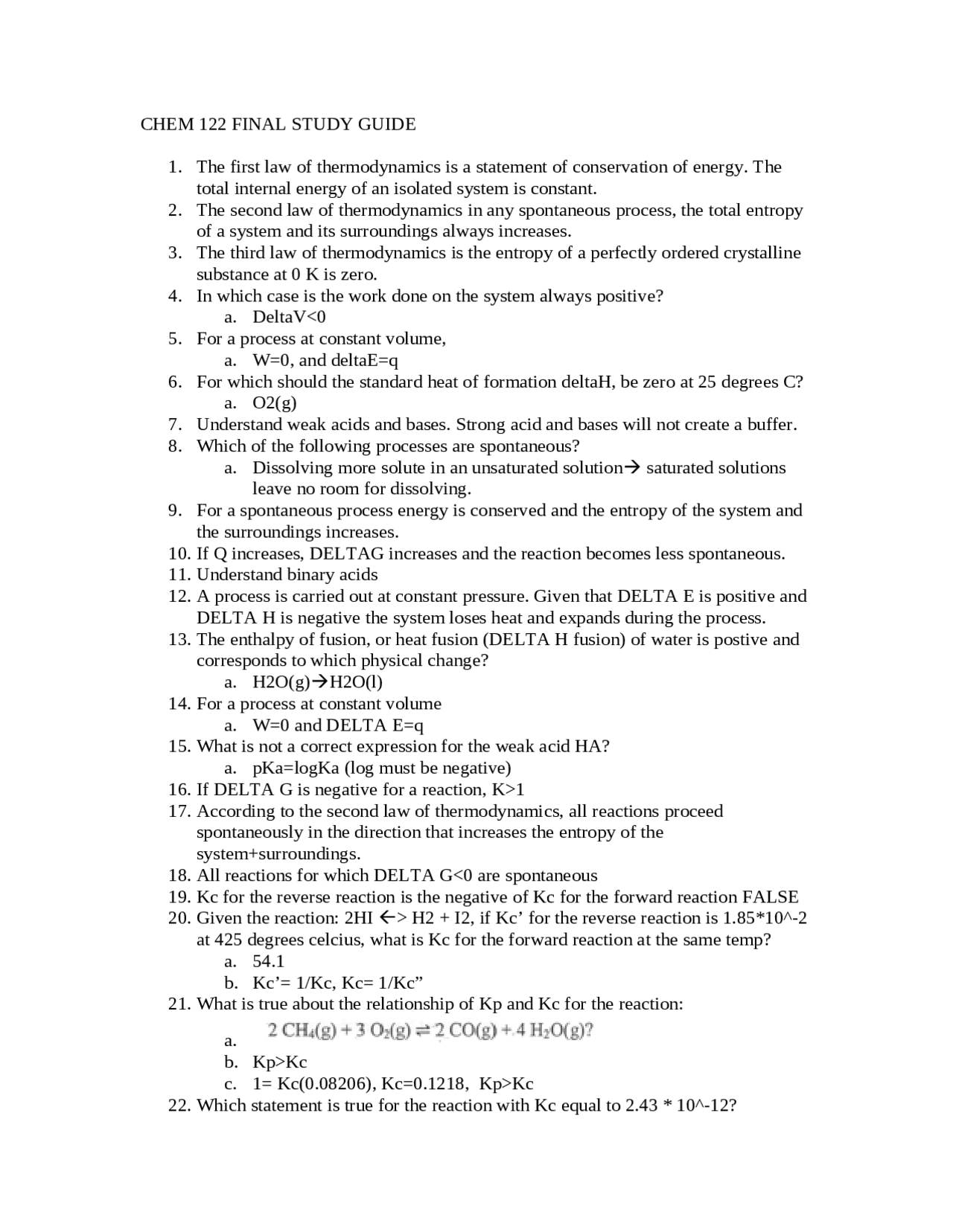Final Study Guide - Multiple Choice Sections | General Chemistry | CHM ...
