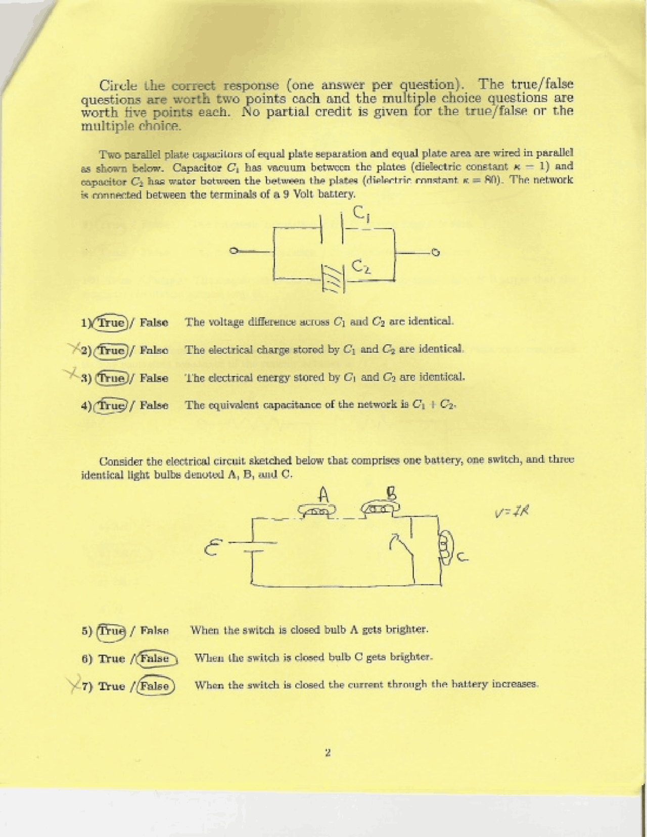 Quiz 2 With Solution Key For General Universal Physics Phy 232 Docsity