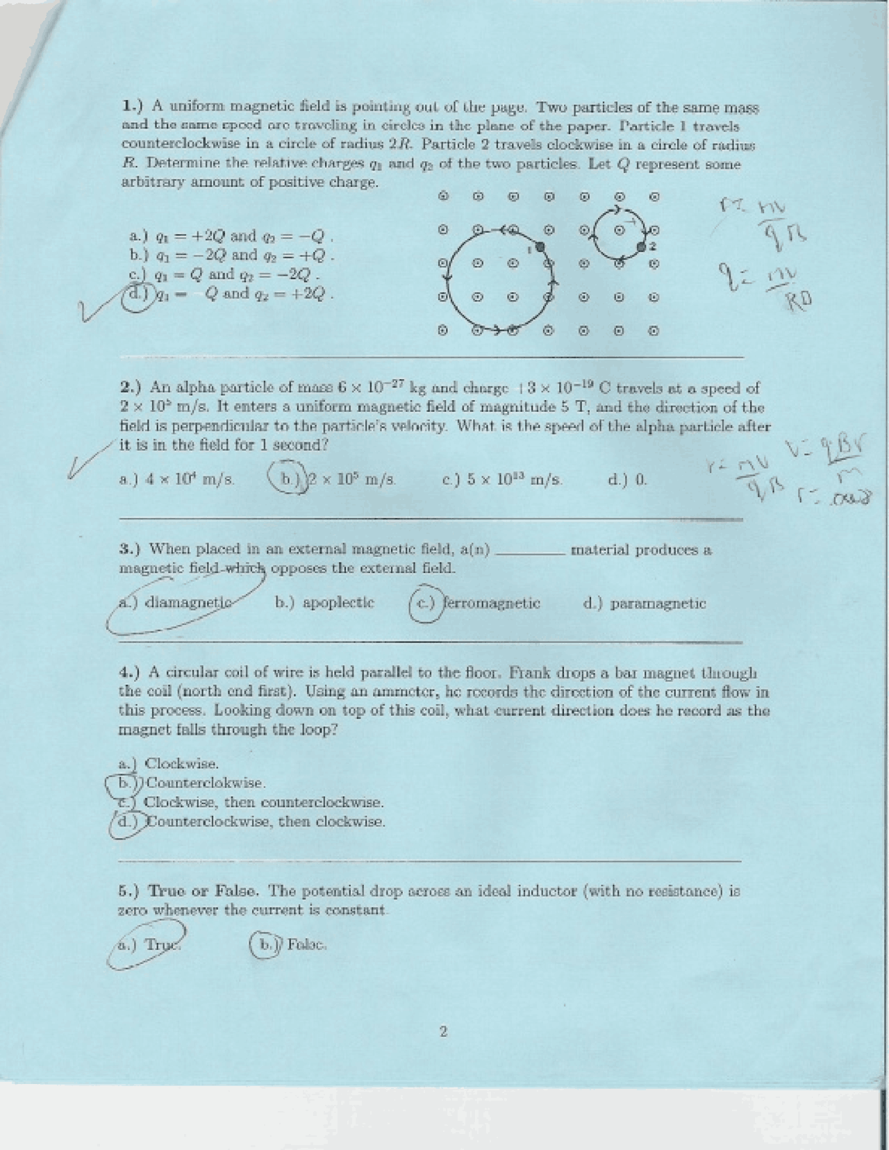 Handwritten Solved Exam General University Physics Phy 232 Docsity