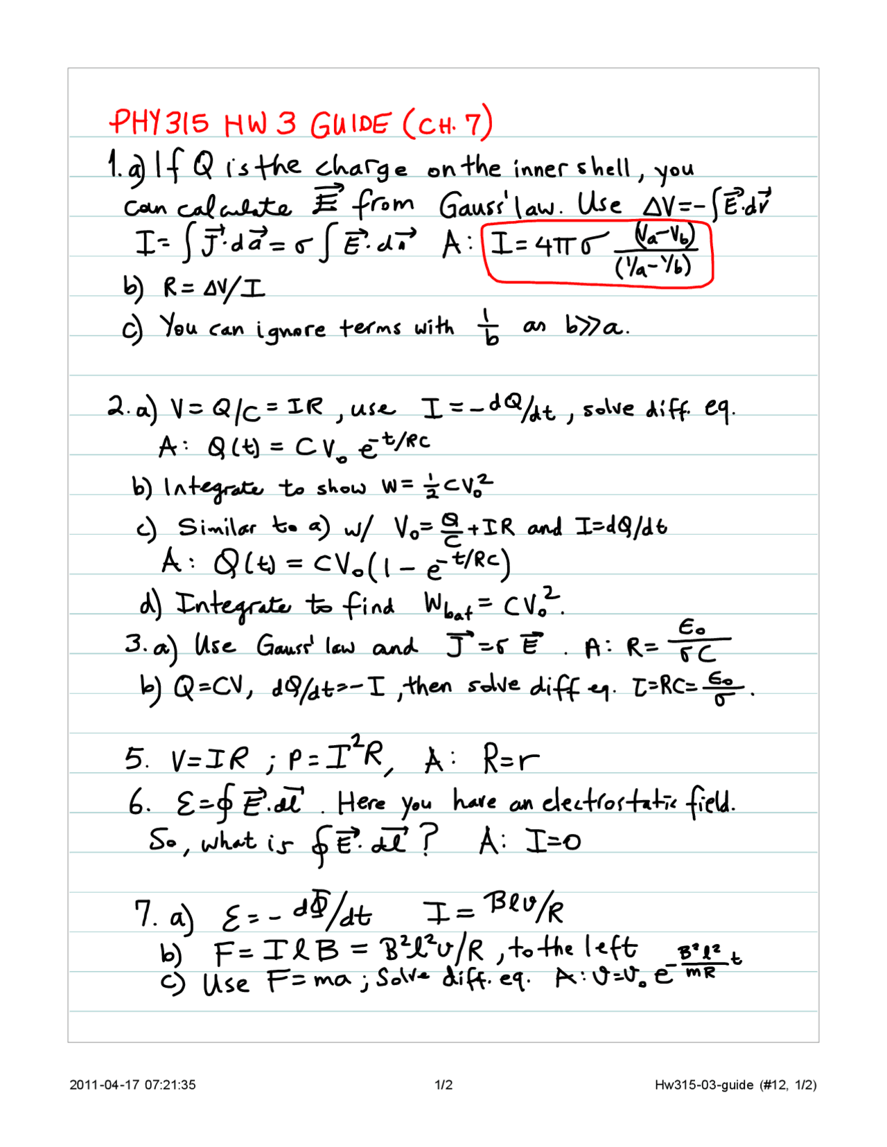 Homework 3 Solutions Physics Of Electric And Magnetic Phenomena Phy
