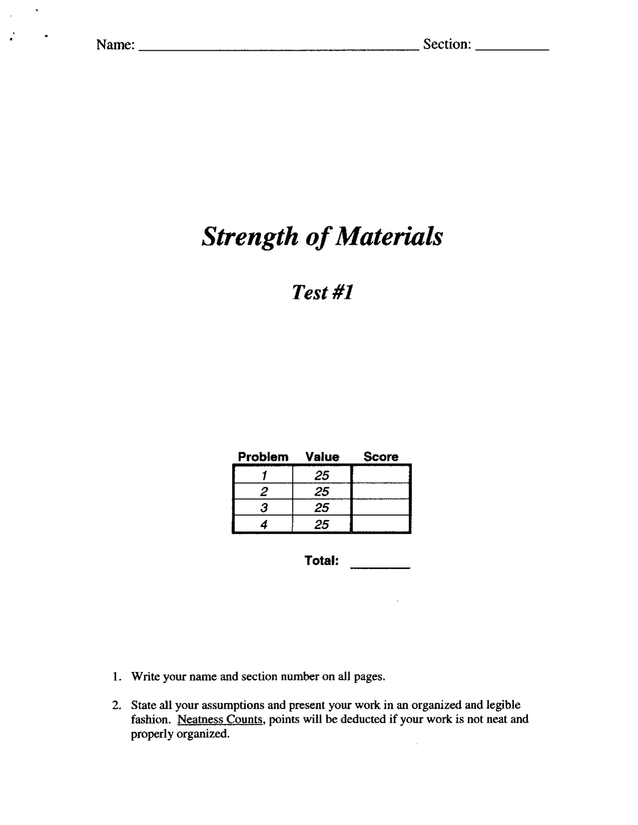 Problems With Solution Strength Of Material Engr 2530 Docsity