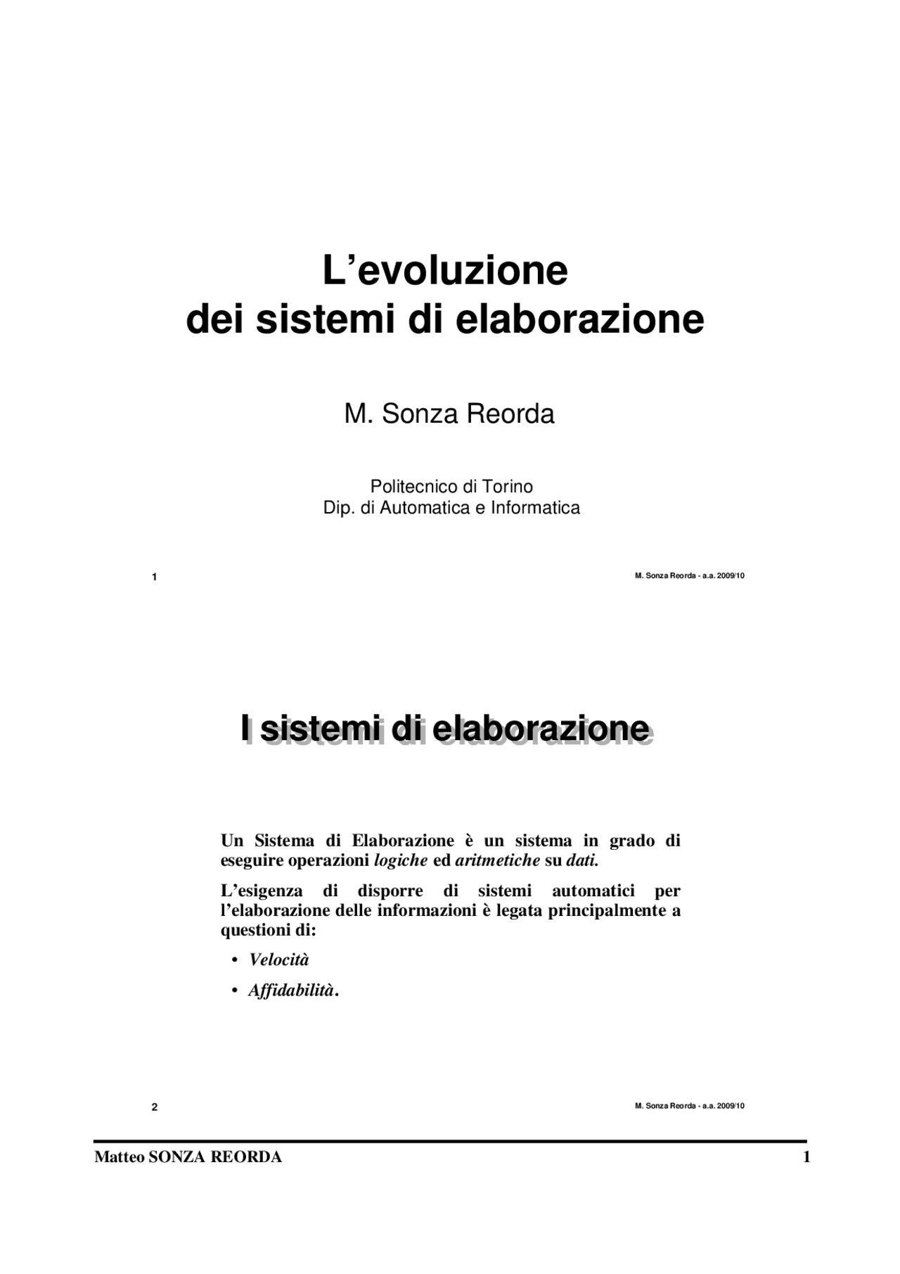 Calcolatori Elettronici Lezione 2 Docsity