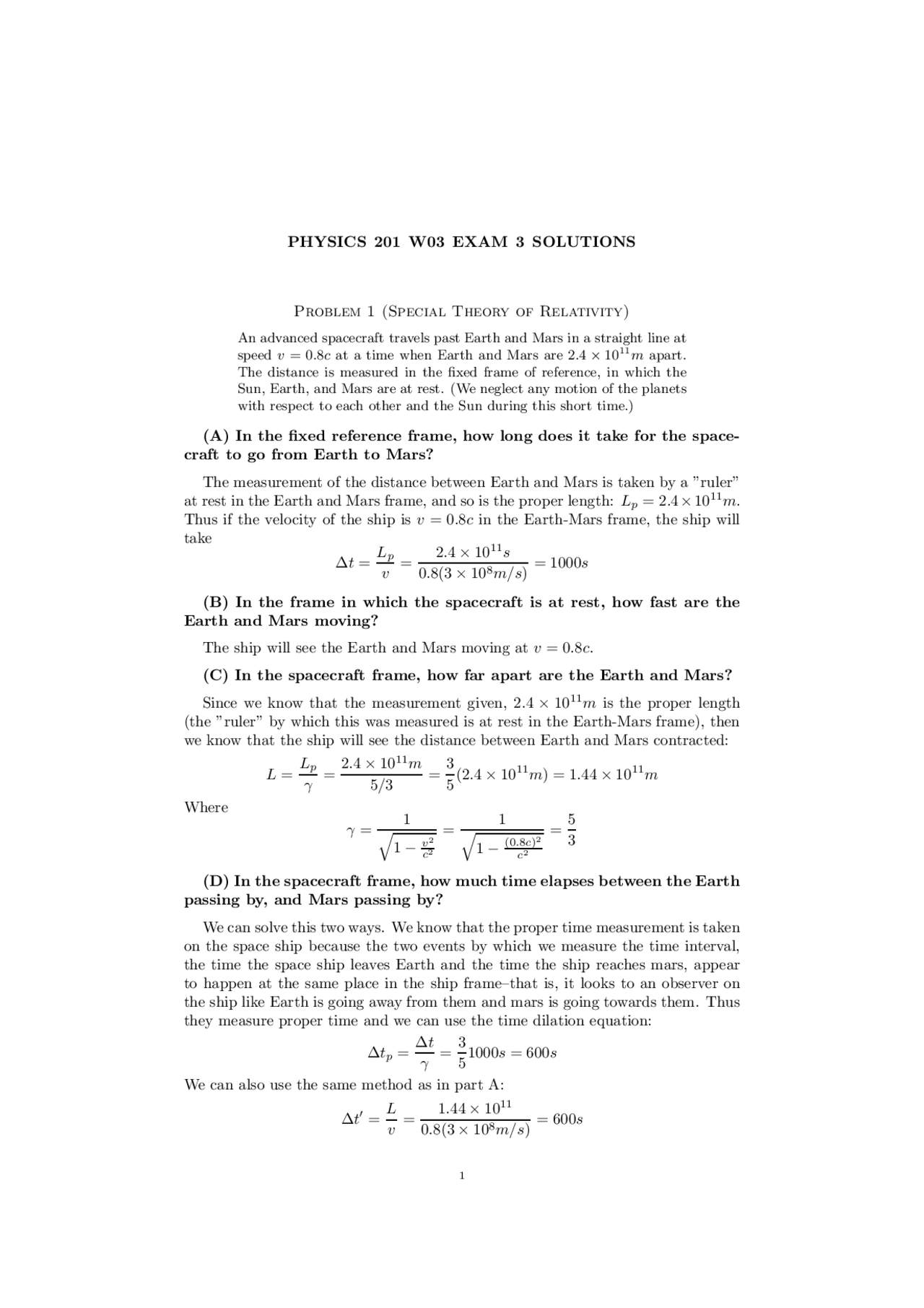 Fundamentals Of Physics Iii Exam 3 Answers Phys 201 Docsity