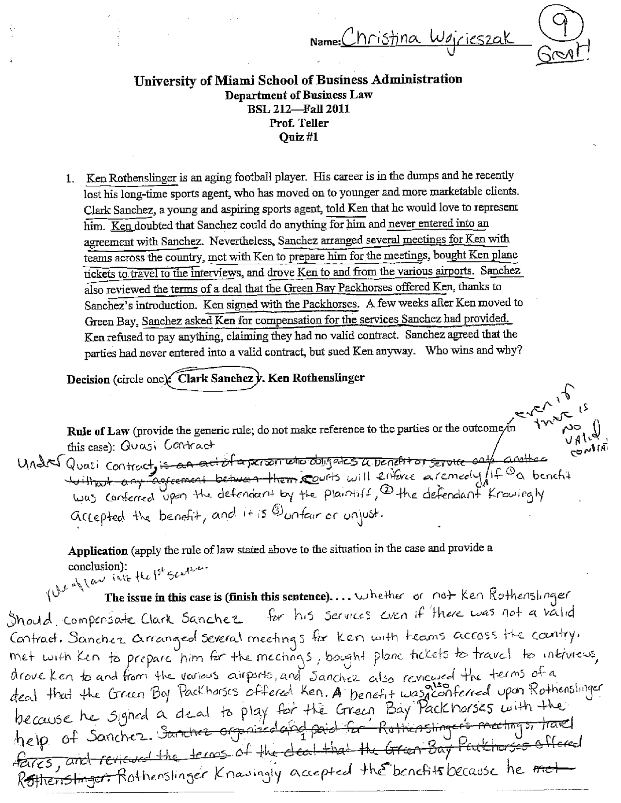 Quiz 1 Questions With Solutions Introduction To Business Law Bsl