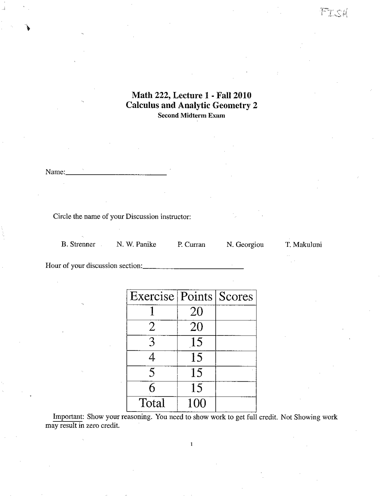 Midterm With Unsolved Problems Calculus And Analytic Geometry Math