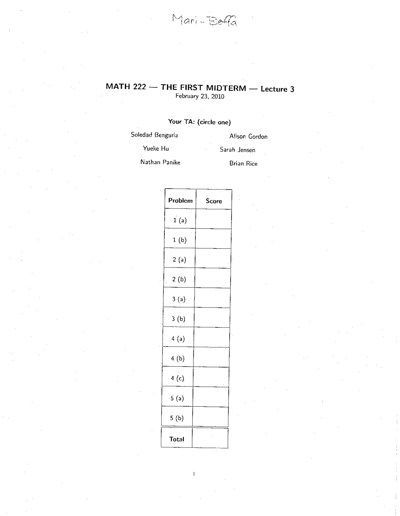 5 Unsolved Questions Midterm Exam Calculus And Analytic Geometry Math 222 Docsity