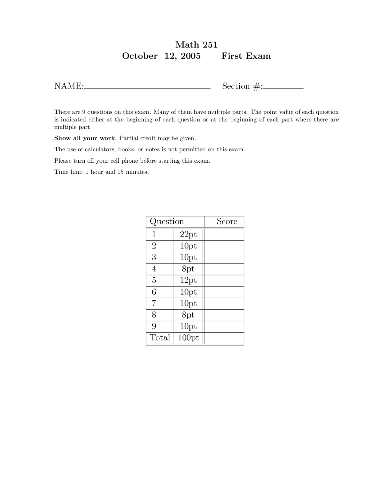 Final Exam 1 Ordinary And Partial Differential Equations Fall 2005