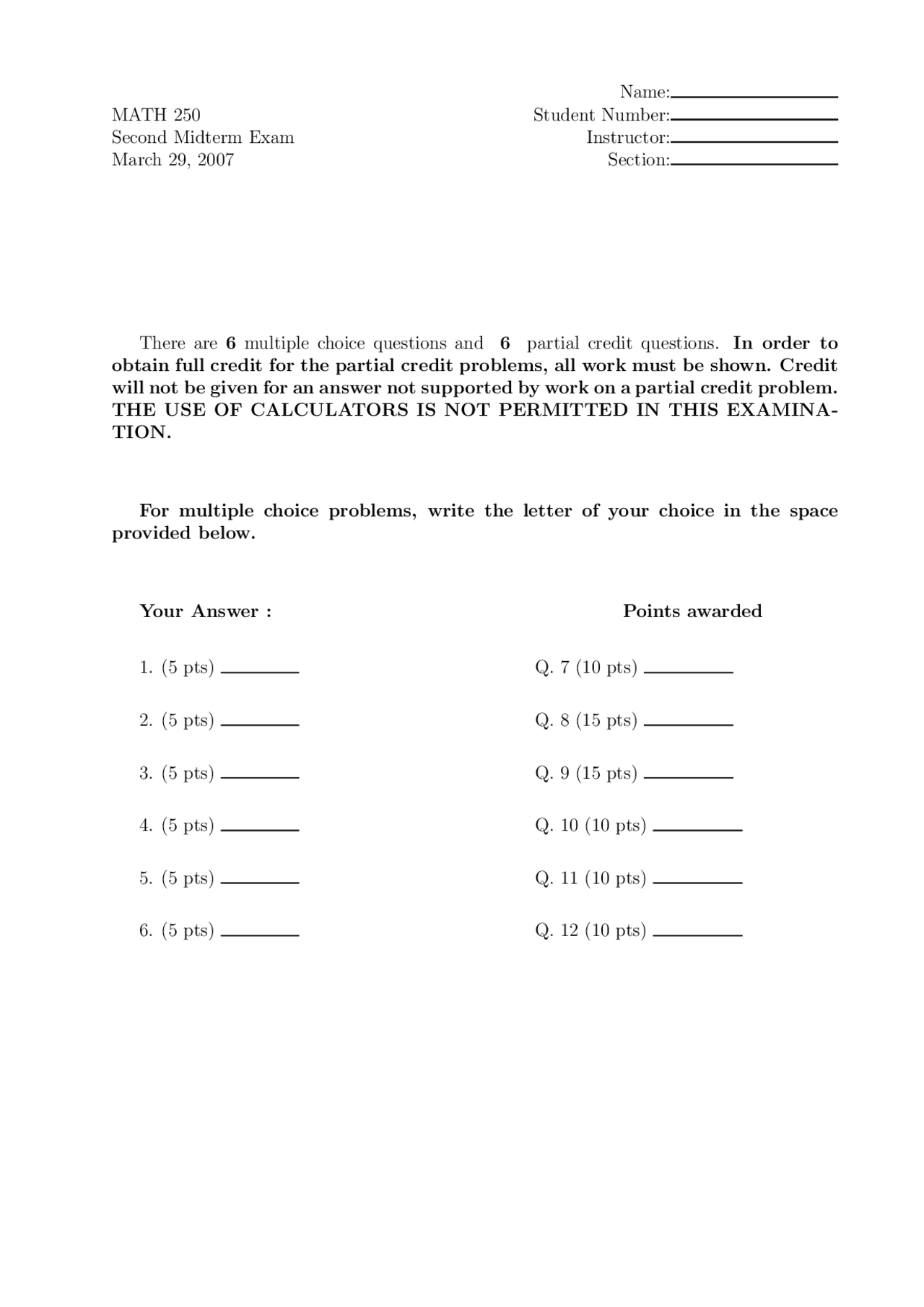 Midterm 2 Exam Ordinary And Partial Differential Equations Fall